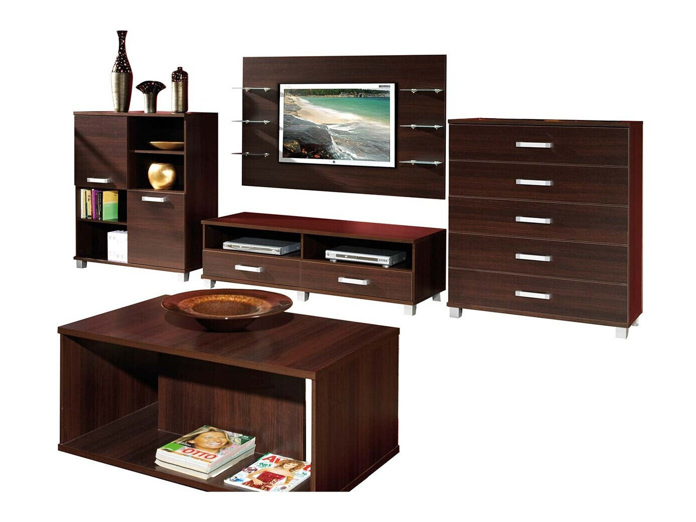 Conjunto para sala de estar Murrieta A143 (Wenge) - Mobiliário para ...